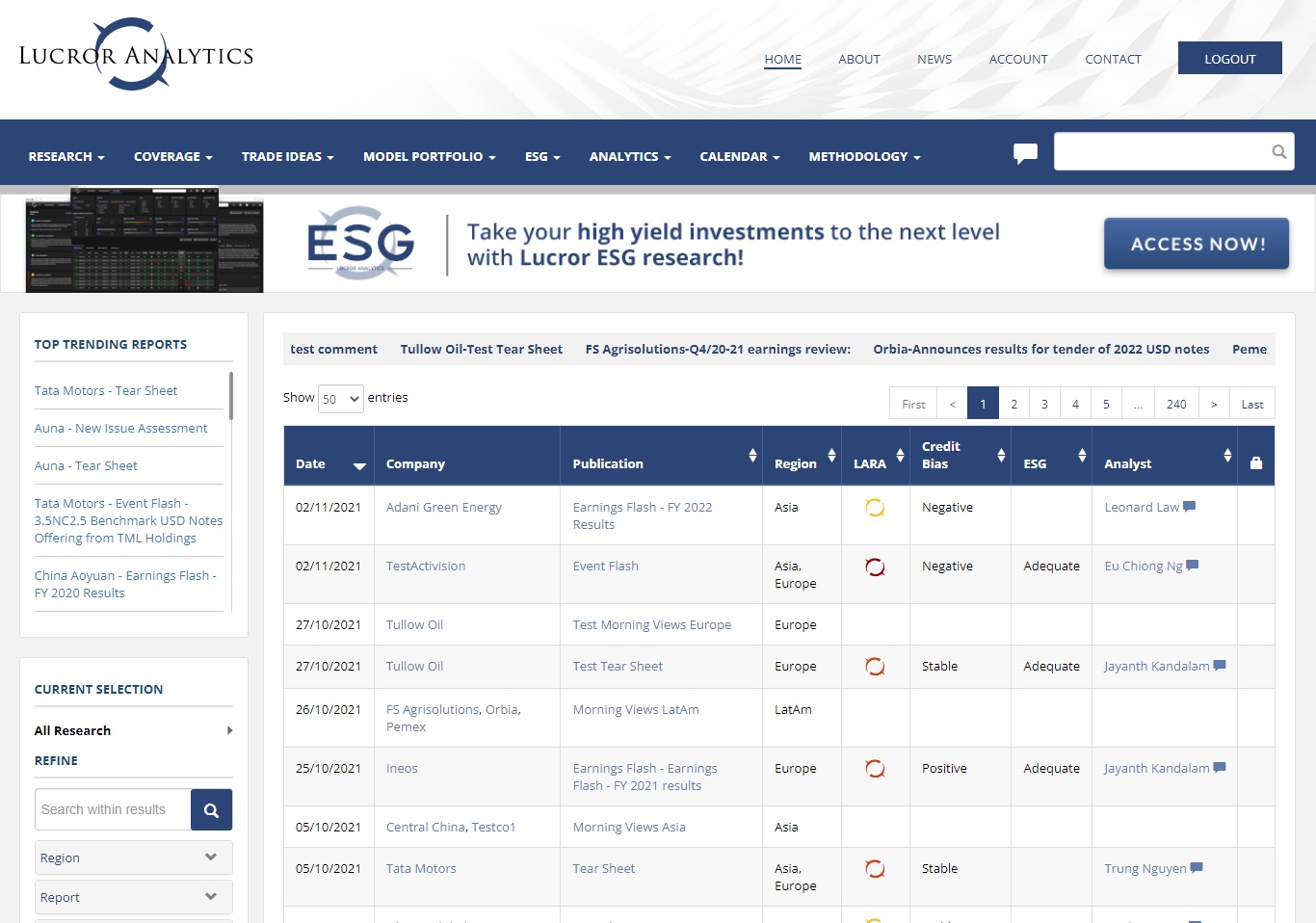 Lucror Analytics - Home of the high yield experts